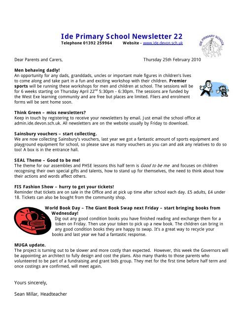 Ide Primary School Newsletter 22