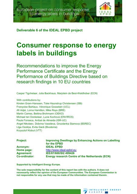 Consumer response to energy labels in buildings - Ideal-EPBD
