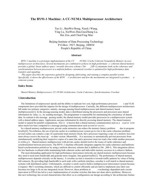 A Cc Numa Multiprocessor Architecture Ideal Research