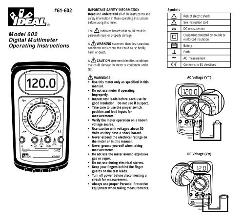 #61-602 Model 602 Digital Multimeter Operating Instructions