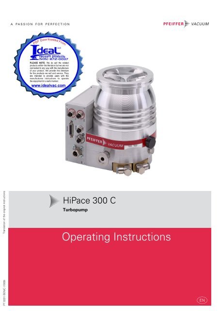 Pfeiffer, HiPace 300C, Turbo Pump, Operating_Instructions