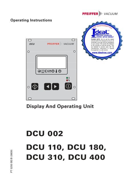 Pfeiffer, DCU, DCU 002, DCU 110, DCU 180, DCU 310, DCU 400 ...