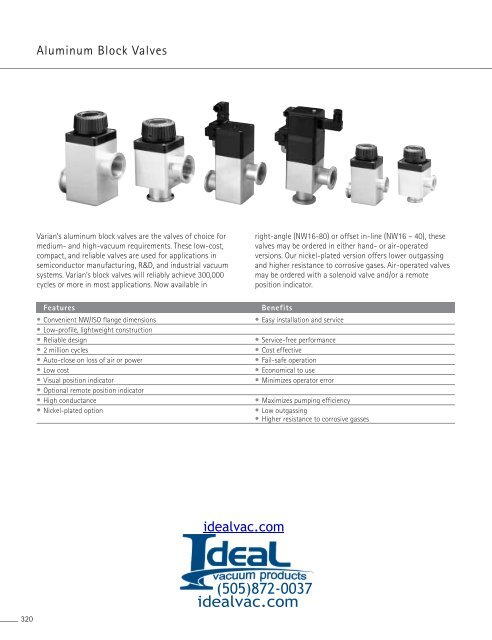 Varian Aluminum Block Valves - Ideal Vacuum Products