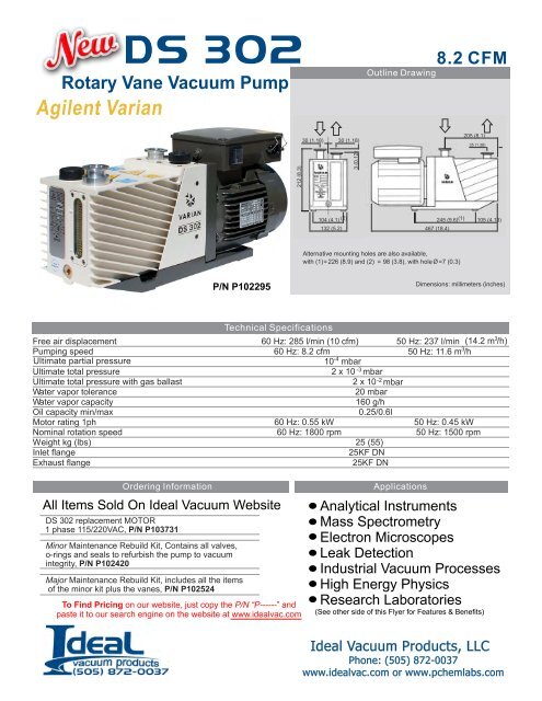 Agilent Varian, DS302, DS 302, Rotary Vane Vacuum Pump
