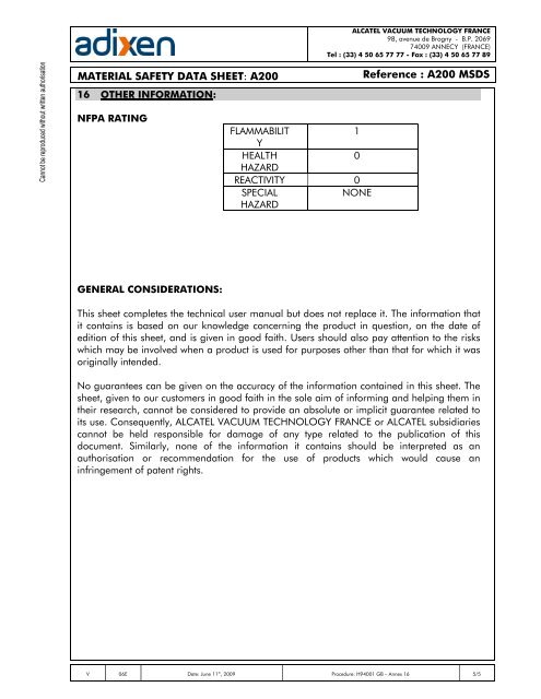 ALCATEL VACUUM TECHNOLOGY