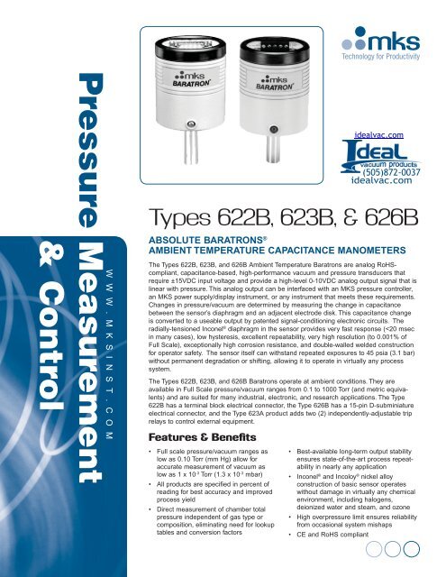 622B, 623B, 626B Absolute BaratronÂ® Abient Temperature ...