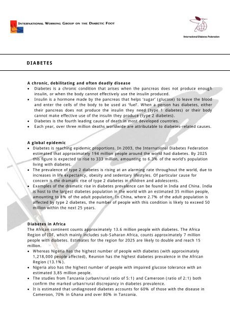 Diabetes fact sheet - International Diabetes Federation