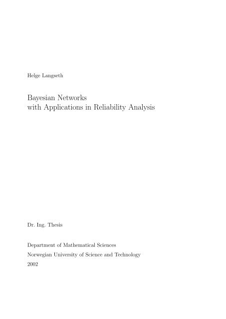 Bayesian Networks With Applications In Reliability Analysis
