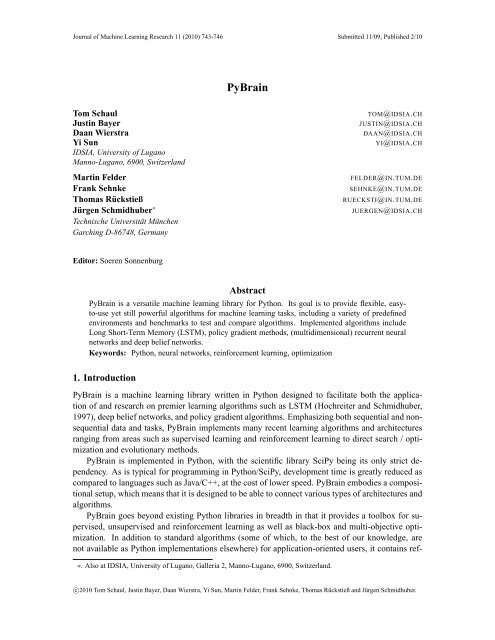 PyBrain - Journal of Machine Learning Research