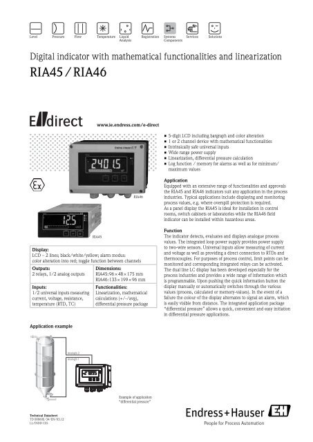 TD RIA45 / RIA46 (PDF 505,0 kB) - Endress+Hauser Ireland