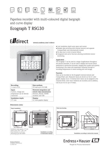 TD Ecograph T RSG30 (PDF 367,0 kB) - Endress+Hauser Ireland