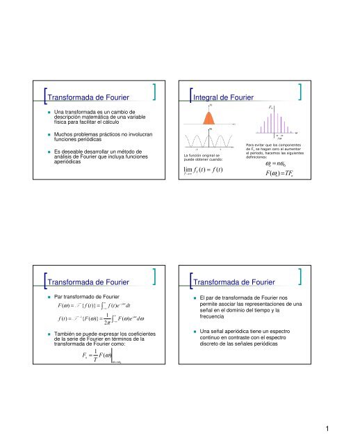 1 Transformada de Fourier Integral de Fourier Transformada de ...