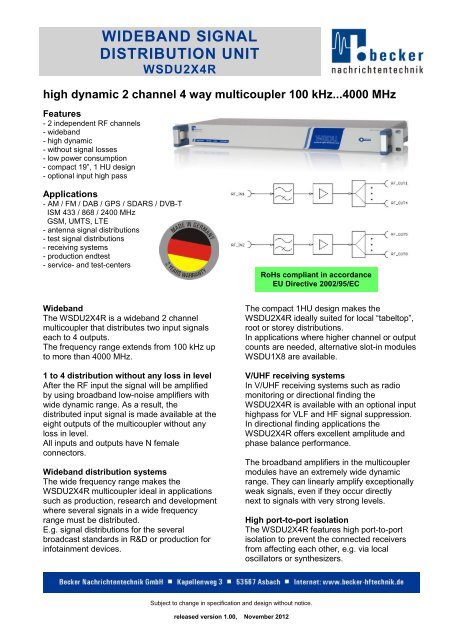 WIDEBAND SIGNAL DISTRIBUTION UNIT