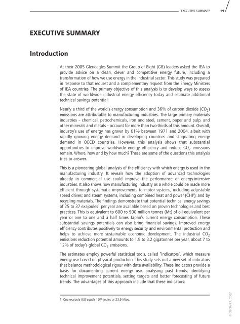 EXECUTIVE SUMMARY Introduction - IEA EXECUTIVE SUMMARY Introduction - IEA