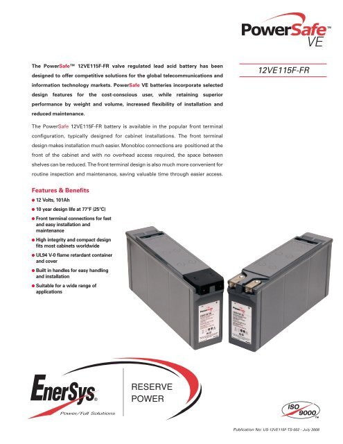 US-12VE115F-TS-002 - EnerSys