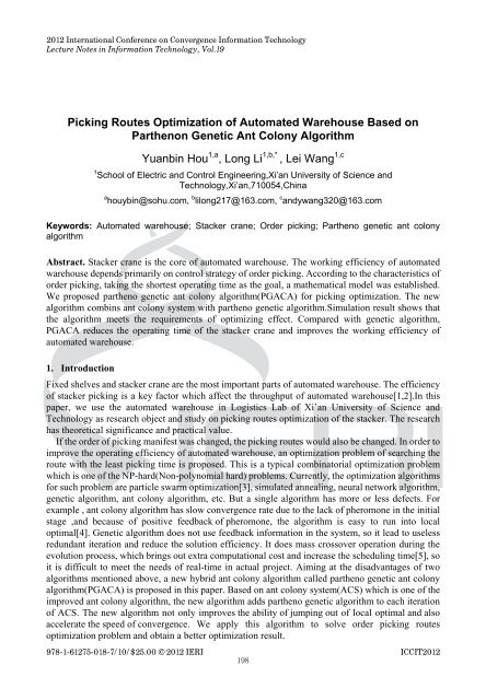 Picking Routes Optimization of Automated Warehouse Based on ...