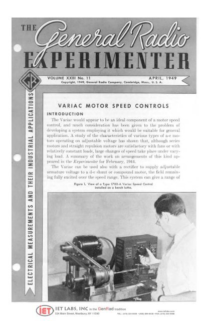 Variac Motor Speed Controls - GenRad ... - IET Labs, Inc.