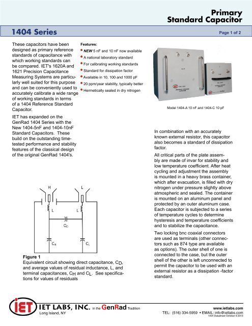 1404 Datasheet.indd - IET Labs, Inc.