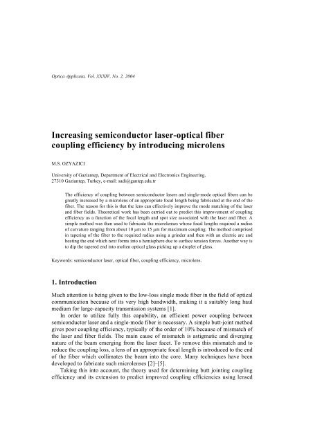 Increasing Semiconductor Laser Optical Fiber Coupling Efficiency By
