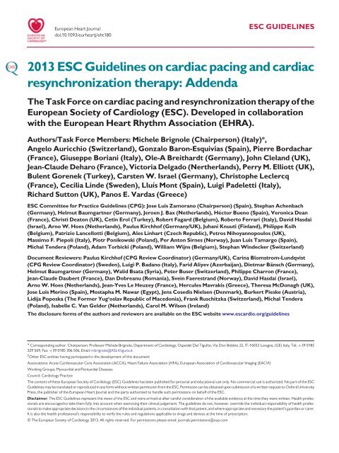Addenda ESC Guidelines on Cardiac Pacing and CRT - European ...