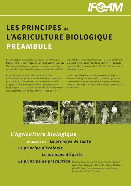 LES PRINCIPES de L'AGRICULTURE BIOLOGIQUE ... - ifoam LES PRINCIPES de L'AGRICULTURE BIOLOGIQUE ... - ifoam