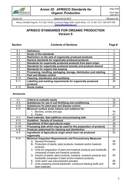 Annex 25: AFRISCO Standards for Organic Production ... - ifoam