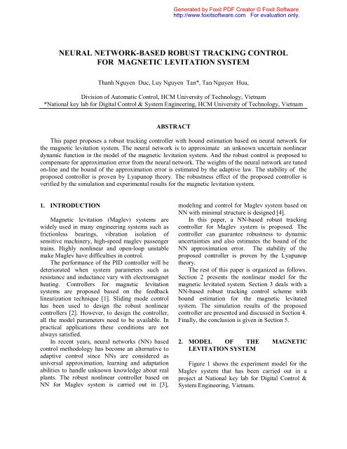 neural network-based robust tracking control for magnetic levitation ...