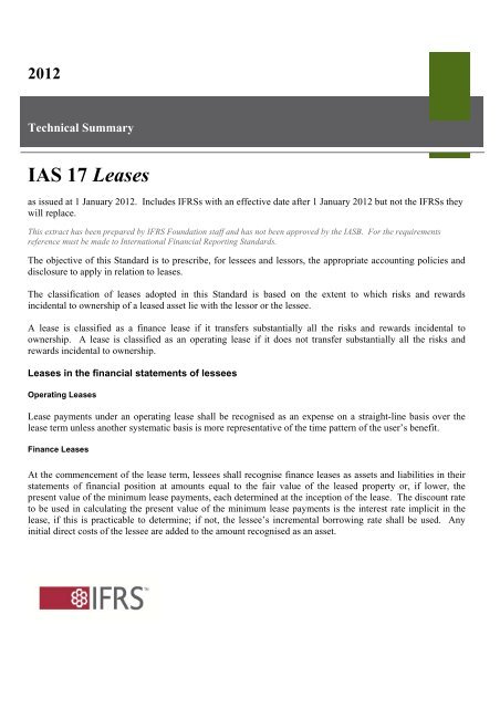 IAS 17 Leases - International Accounting Standards Board