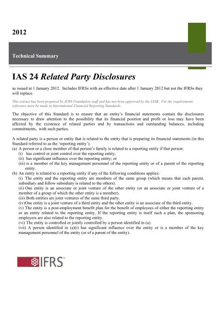 IAS 24 Related Party Disclosures