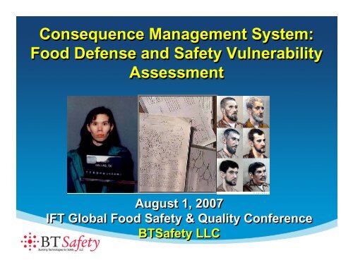 Consequence Management System: Food Defense and Safety ...