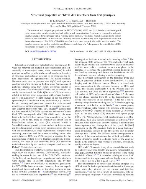 Structural properties of PbTe/CdTe interfaces from first principles