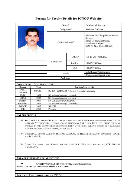 Biodata - IGNOU