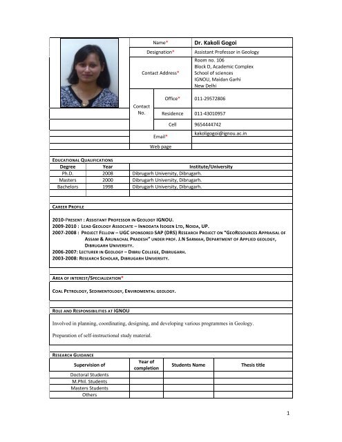 biodata - IGNOU
