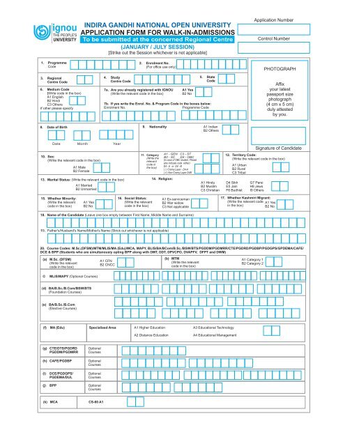 Admission Form - IGNOU