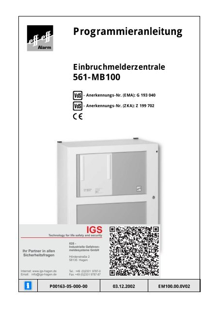 Einbruchmelderzentrale 561-MB100 - IGS-Industrielle ...