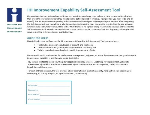 IHI Improvement Capability Self-Assessment Tool - Institute for ...