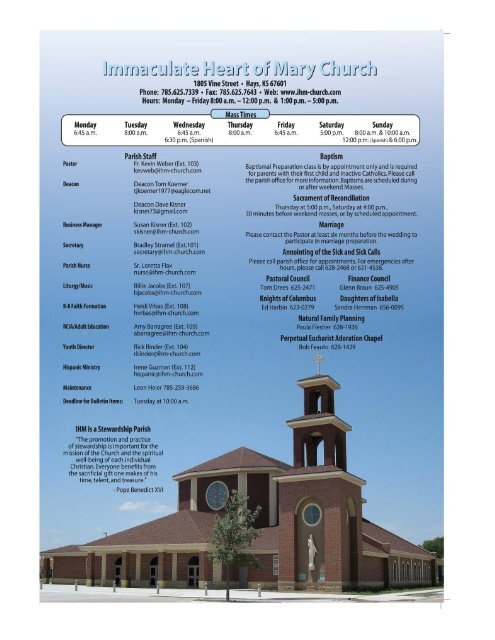 Weekly Bulletin - Immaculate Heart of Mary Catholic Church