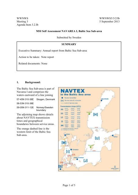 Self Assessment NAVAREA Ib - IHO