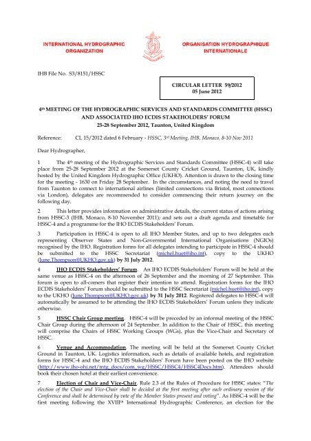 IHO Circular Letter announcing HSSC-4