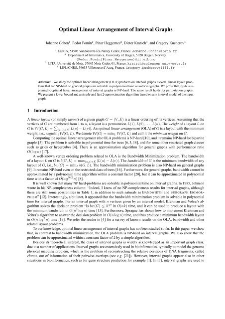Optimal Linear Arrangement of Interval Graphs