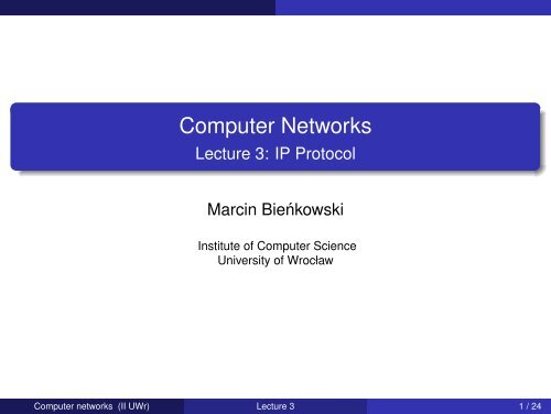 Computer Networks Lecture 3 Ip Protocol