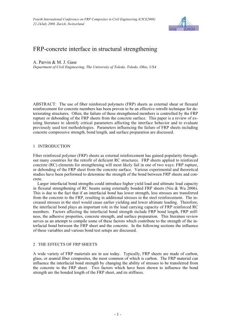 FRP-concrete interface in structural strengthening