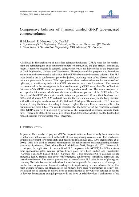 Compressive Behaviour Of Filament Winded Gfrp Tube Encased