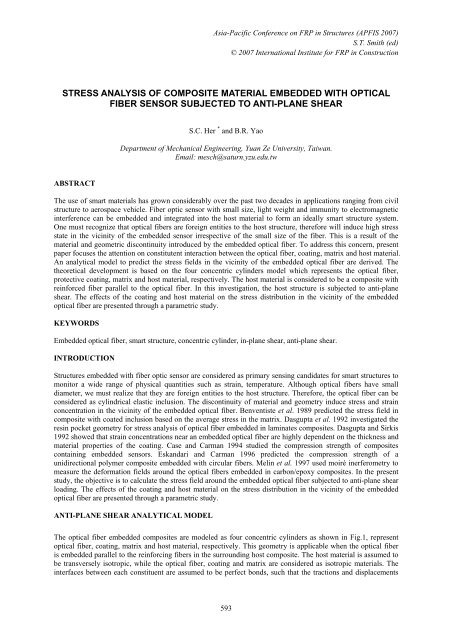 stress analysis of composite material embedded with optical fiber ...