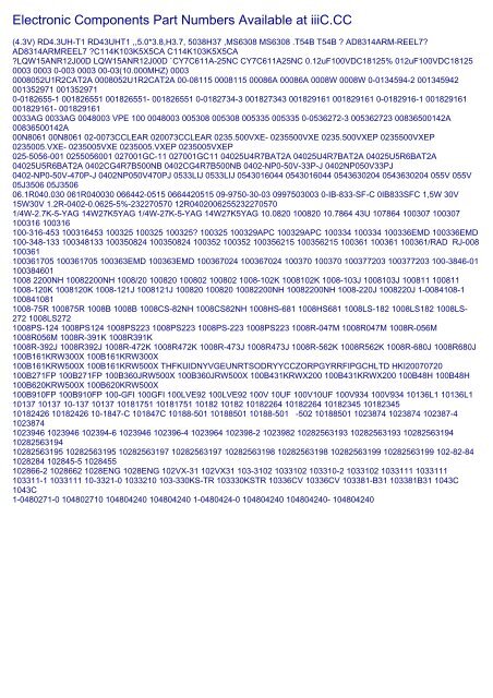 Electronic Components Part Numbers Available at iiiC.CC