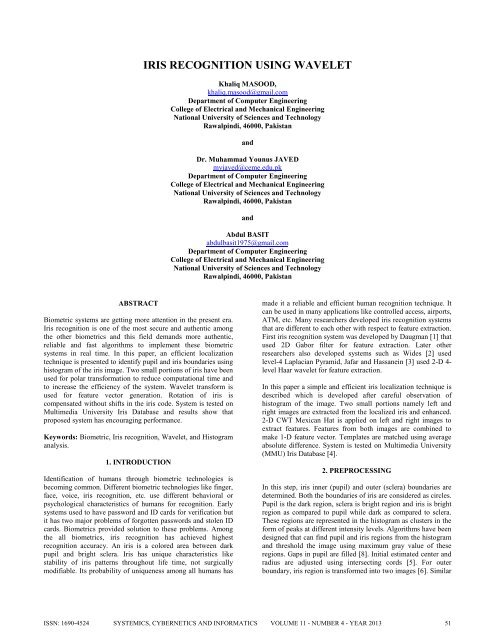 Iris Recognition Using Wavelet 