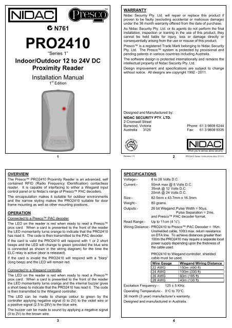 Presco™ PRO2410 Proximity Reader - iiNet