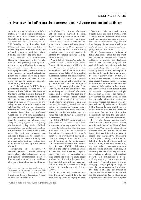 Advances in information access and science communication*