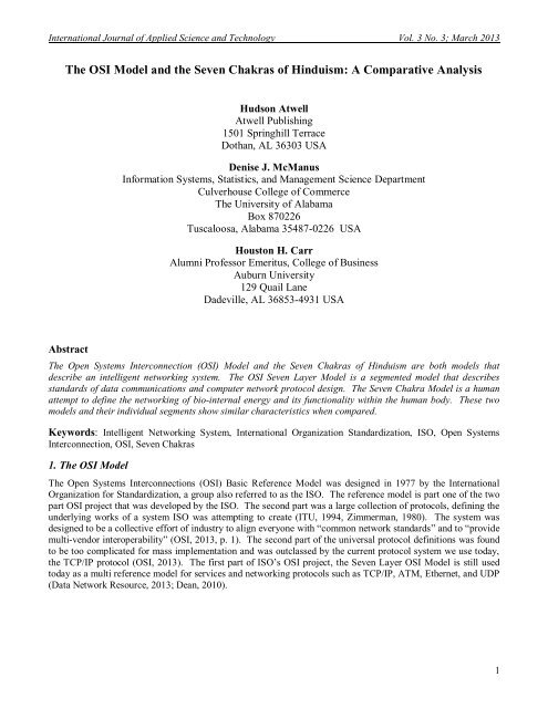 The OSI Model and the Seven Chakras of Hinduism: A Comparative ...