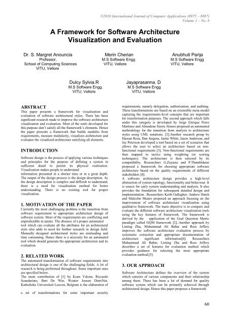 A Framework for Software Architecture Visualization and Evaluation